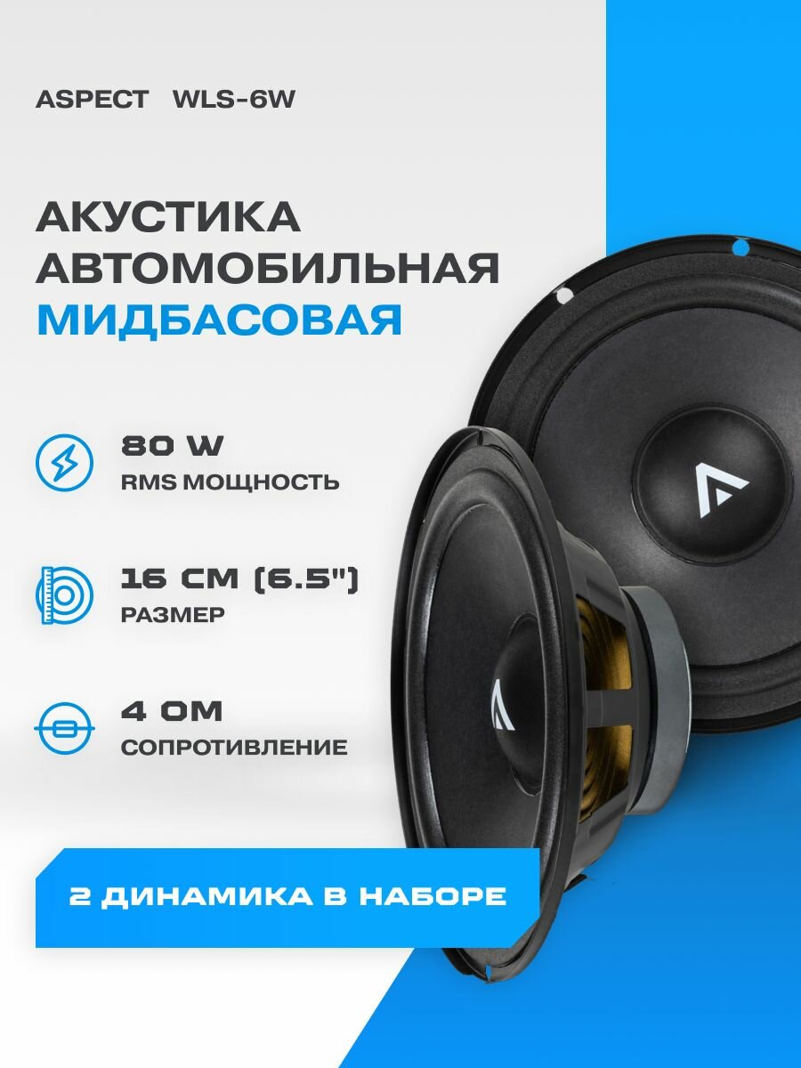 Динамики автомобильные Aspect WLS-6W (НЧ-СЧ), 16 см