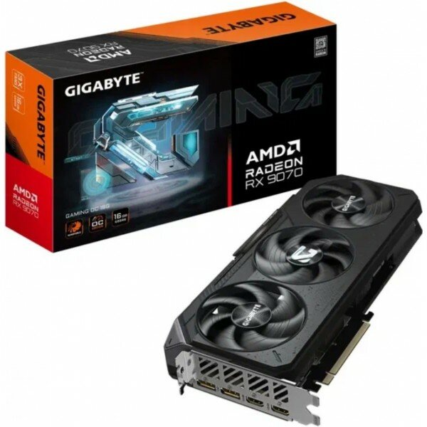 Видеокарта Gigabyte AMD Radeon RX 9070 GAMING OC, PCIe 5.0 16Gb GDDR6, 256 bit, 3 x DisplayPort, HDM, GPU 2070 MHz (GV-R9070GAMING OC-16GD)