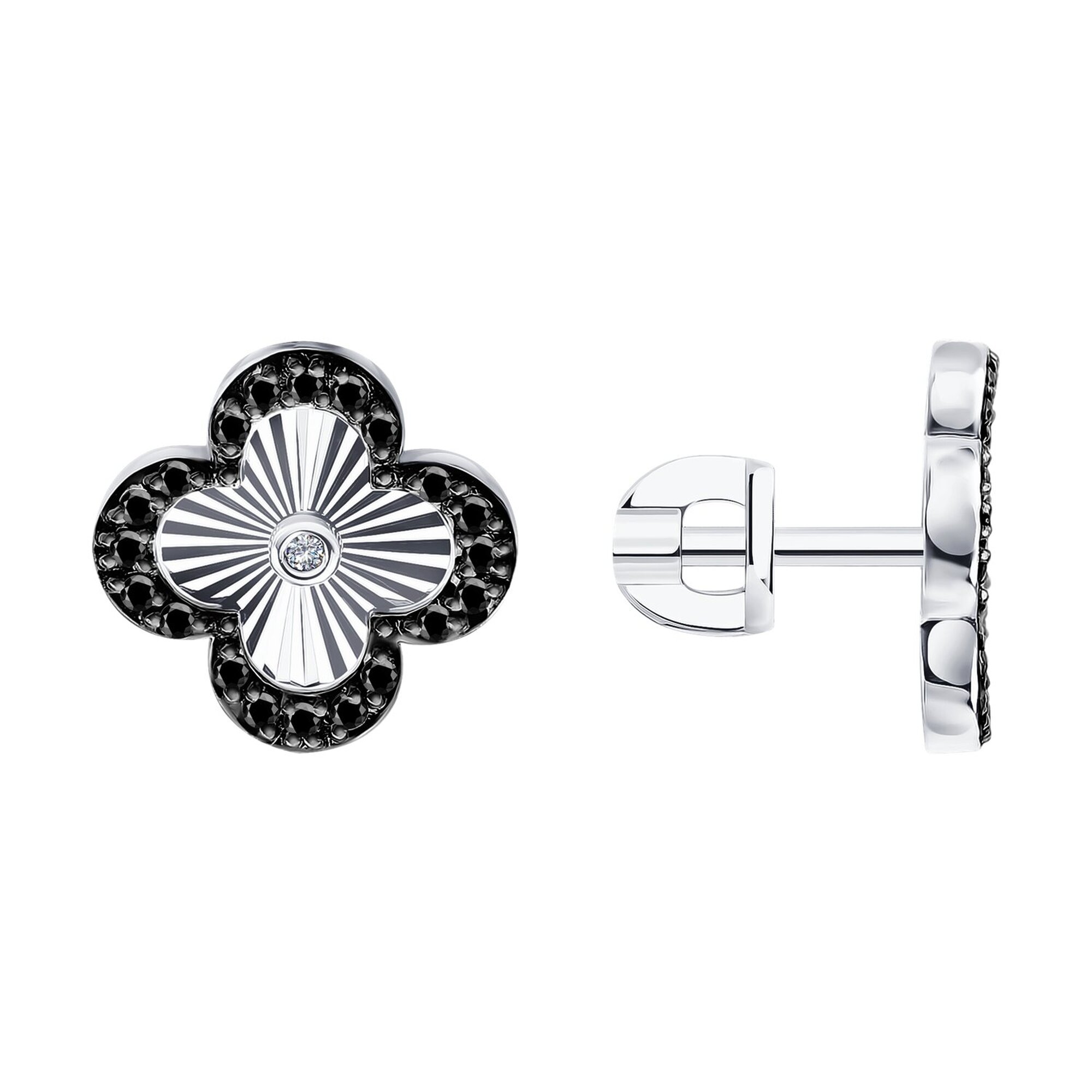 Серьги, белое золото, 585 проба, бриллиант