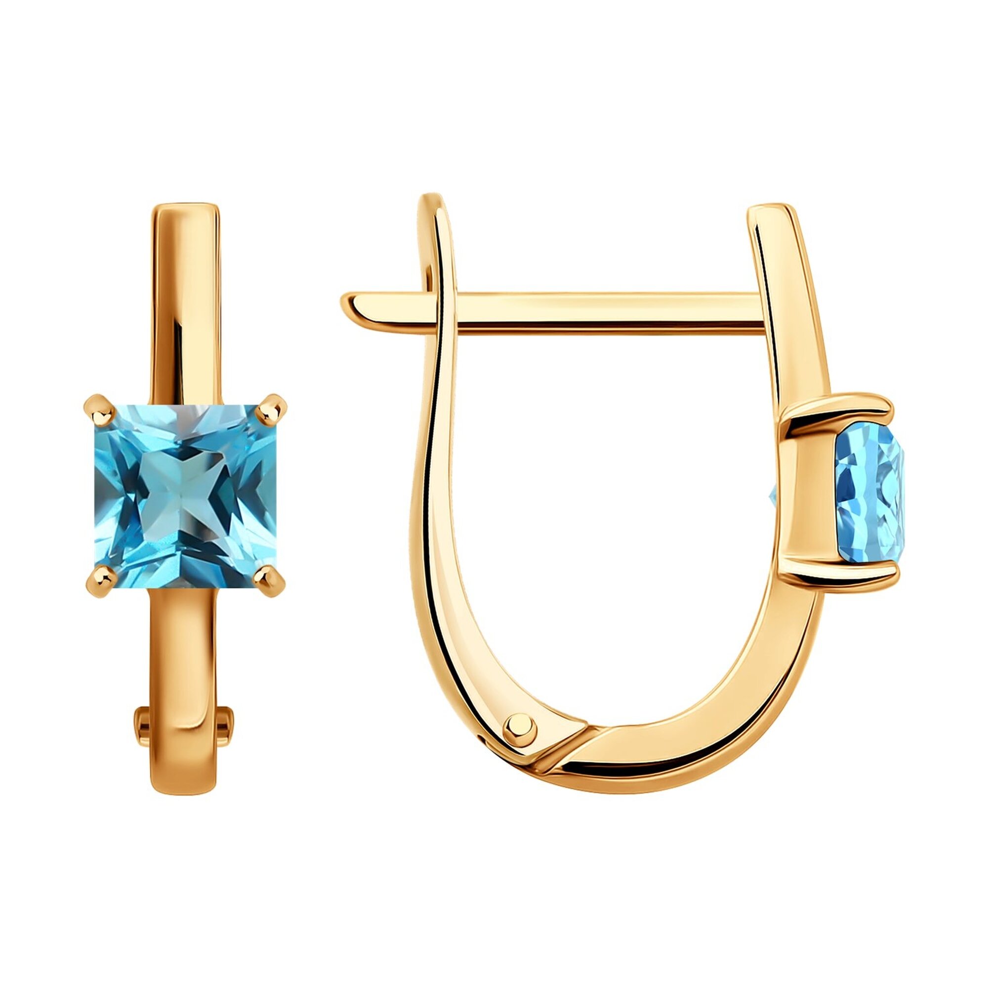 Серьги, красное золото, 585 проба, топаз