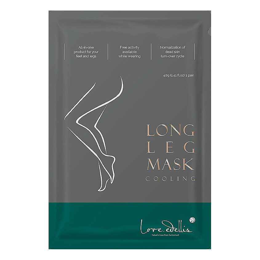 LOVE EDELLIS Маска для ног удлиненная до колен охлаждающая Cooling, 40 г