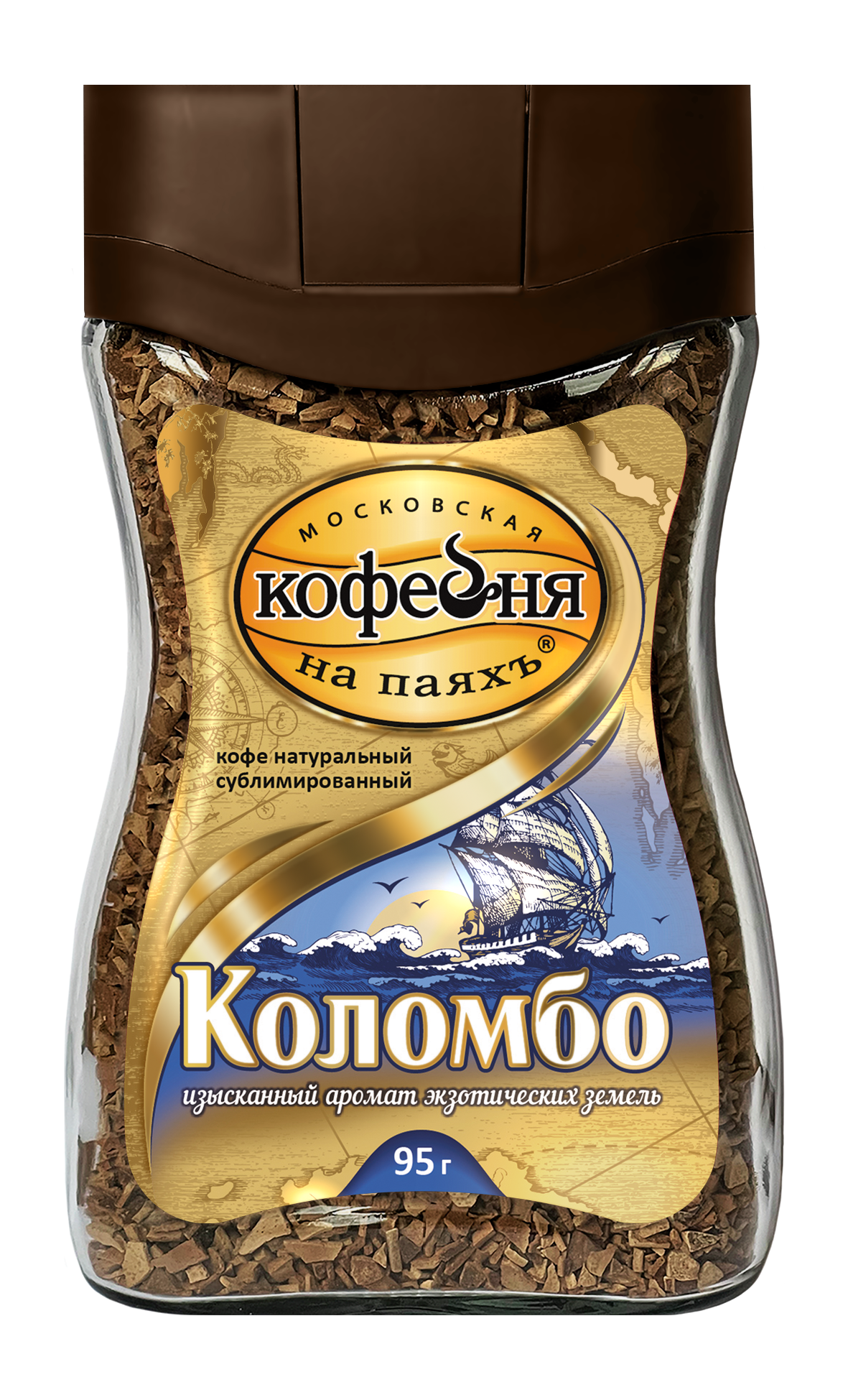Кофе растворимый Московская Кофейня на Паяхъ Коломбо, стеклянная банка, 95 г