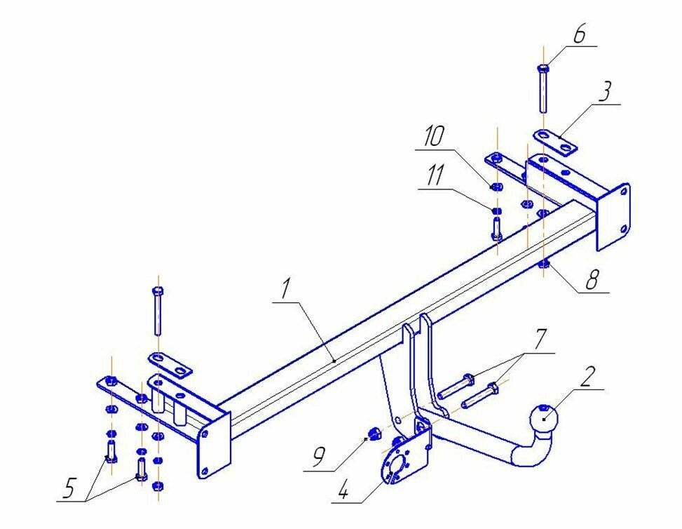 Фаркоп для Chevrolet Lacetti универсал. Тип шара: A. Нагрузки: 1250/75 кг, CV 04