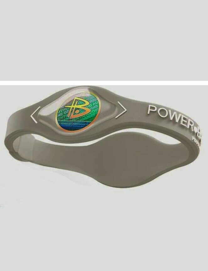 Энергетический браслет Power Balance с турмалином, цвет Хаки с белой надписью, размер M (длина) 19 см.