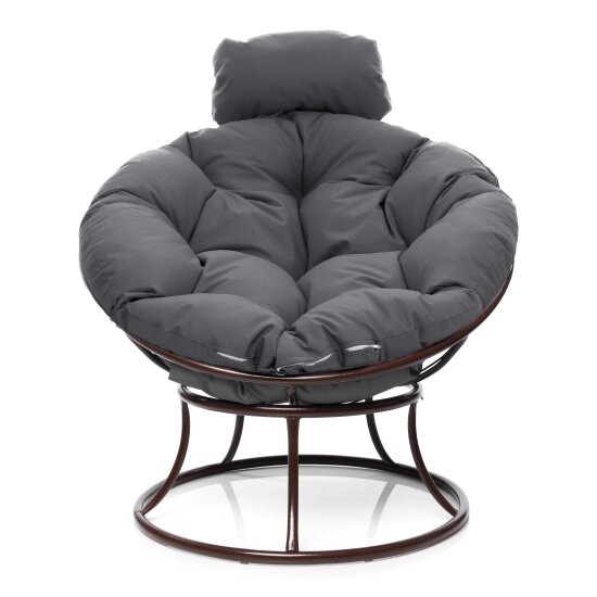 Садовое кресло M-group папасан мини без ротанга коричневое, серая подушка, шт