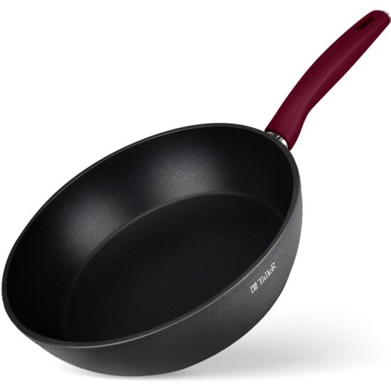 Сковорода глубокая Taller Грейси 28 см, алюминий, черный/красный (TR-44092)