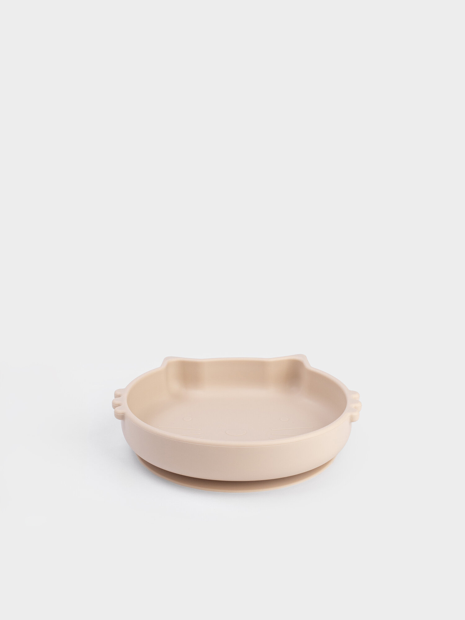 Тарелка детская, 16х15 см, на присоске, силикон, бежевая, Котик, Kiddy, Kuchenland