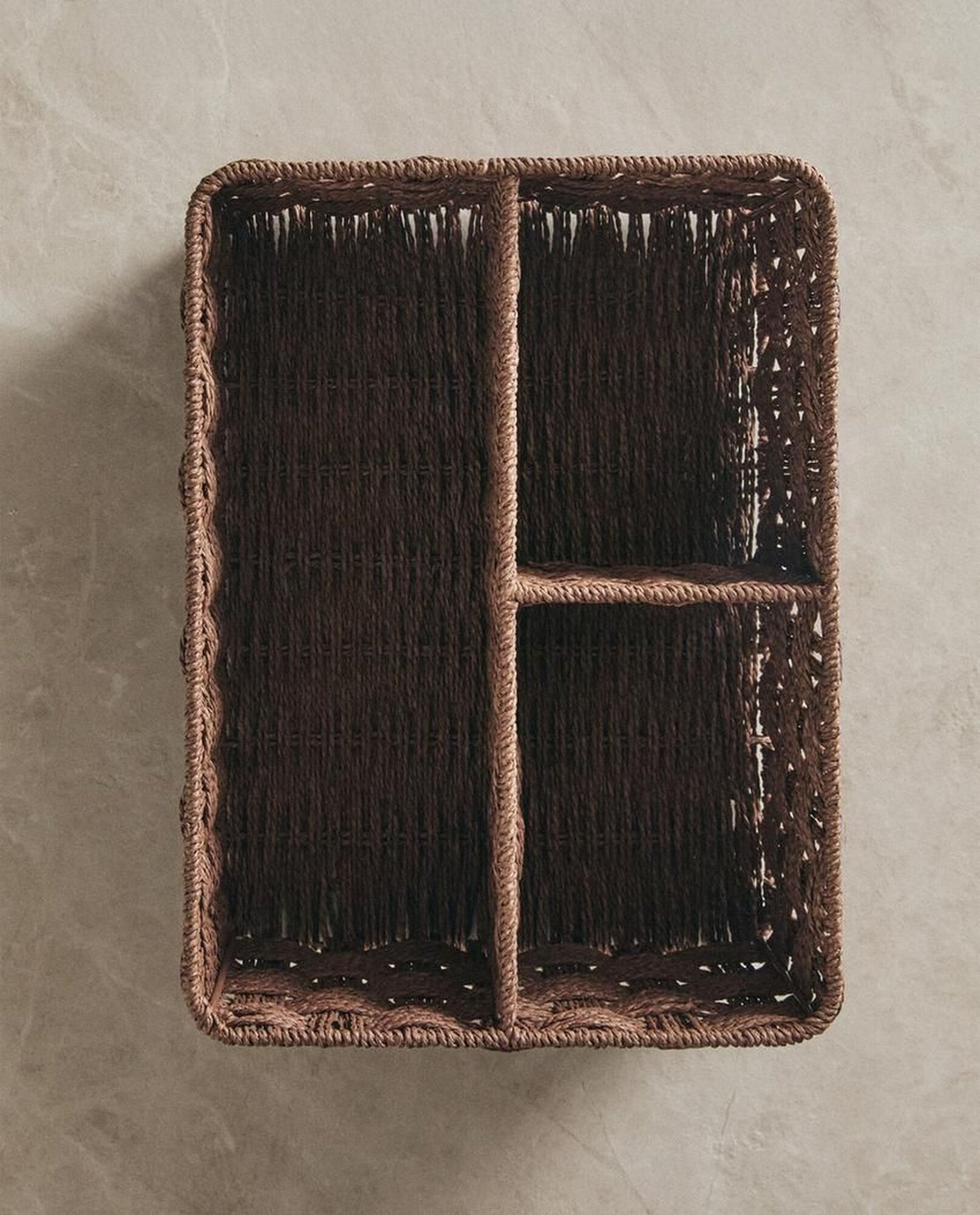 Корзина ZARA HOME 6186/049/052 - с металлическим каркасом, на 3 отделения, 13 x 36 x 27 см, цвет коричневый