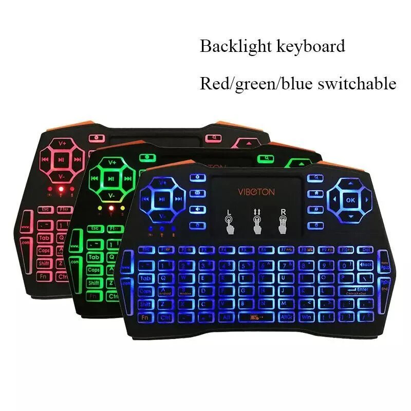 VIBOTON Backlight keyboard Red/green/blue switchable Mini Wireless Keyboard