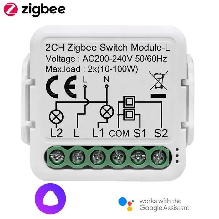 Умное реле ZigBee на 2 линии, без нуля, работает с Алисой