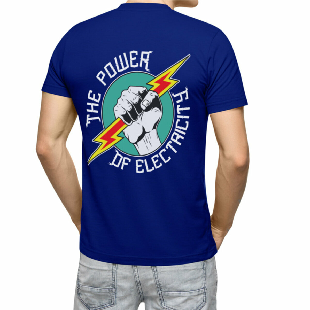 Мужская футболка «Мощность электричества, электрик, молния» (синий, M)