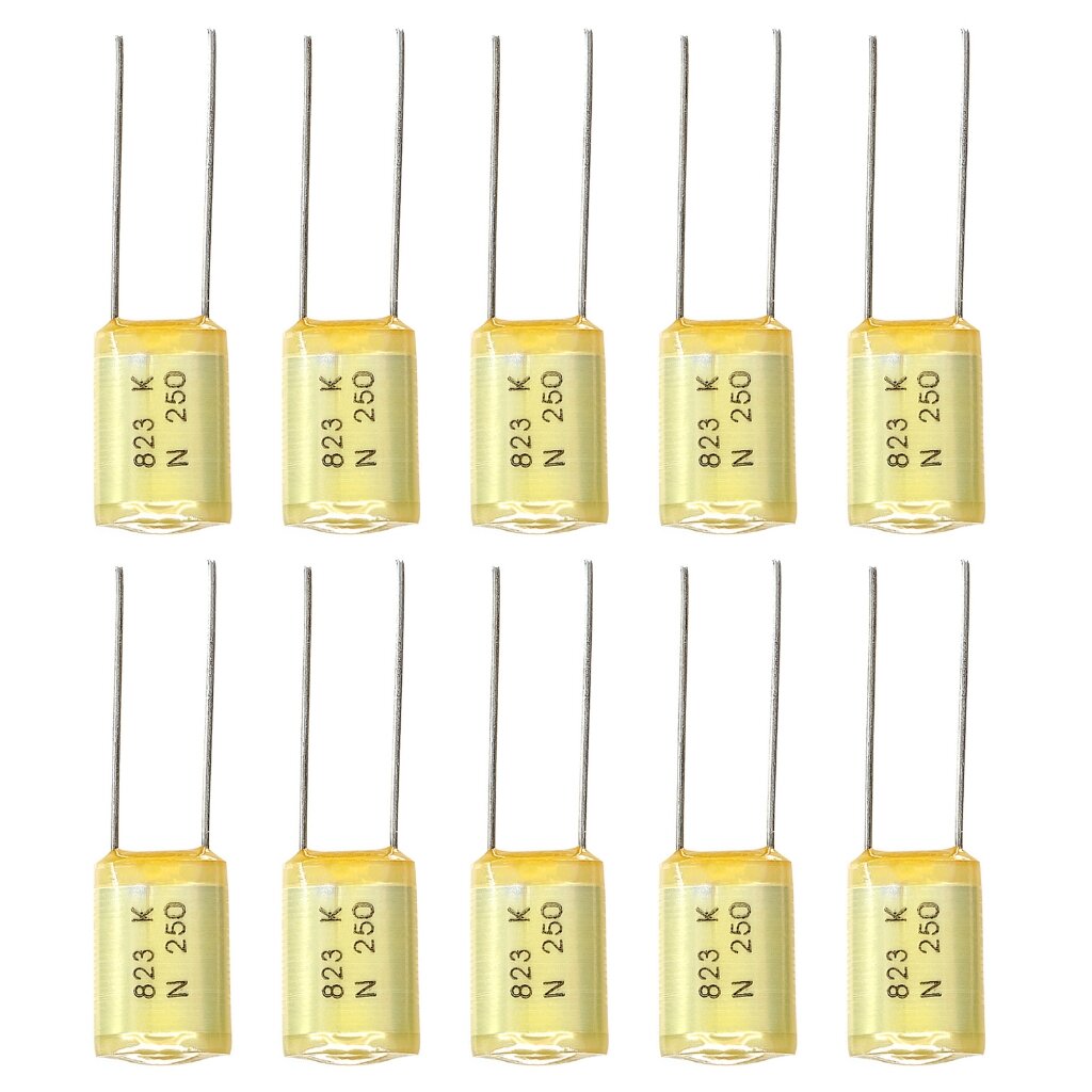 Комплект из 10 конденсаторов 250 В 823 К для улучшения качества звучания гитары и снижения уровня шума в электронных схемах.