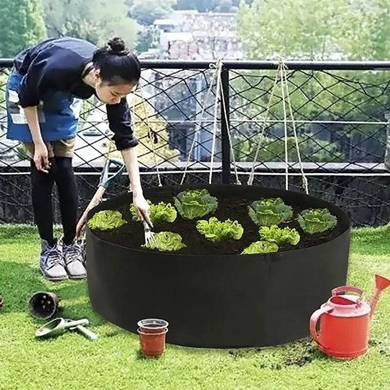 Кашпо "Грядка текстильная", 60л, черная, матовая, подвесное, экофайбер, 60х30см