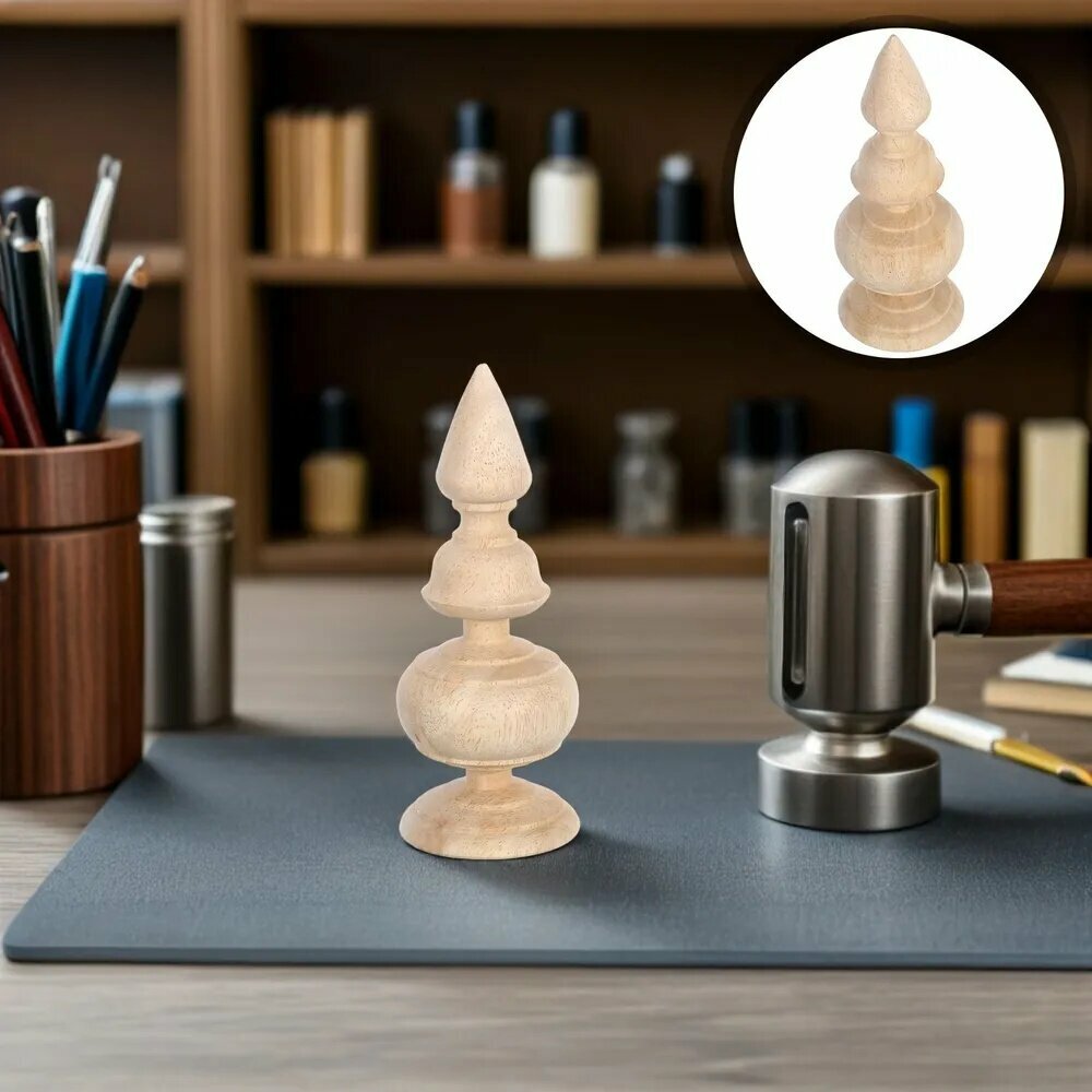 Деревянное навершие: Декоративная накладка на столбик кровати - 5,8"X2,2" Необработанные деревянные резные навершия для лестниц и кроватей - Ретро-навершие для флагштока