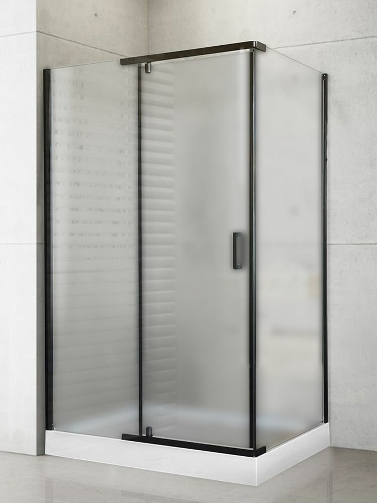 Душевой уголок Royal Bath стекло матовое профиль черный 6мм прямоугольник 140х80х213 с поддоном