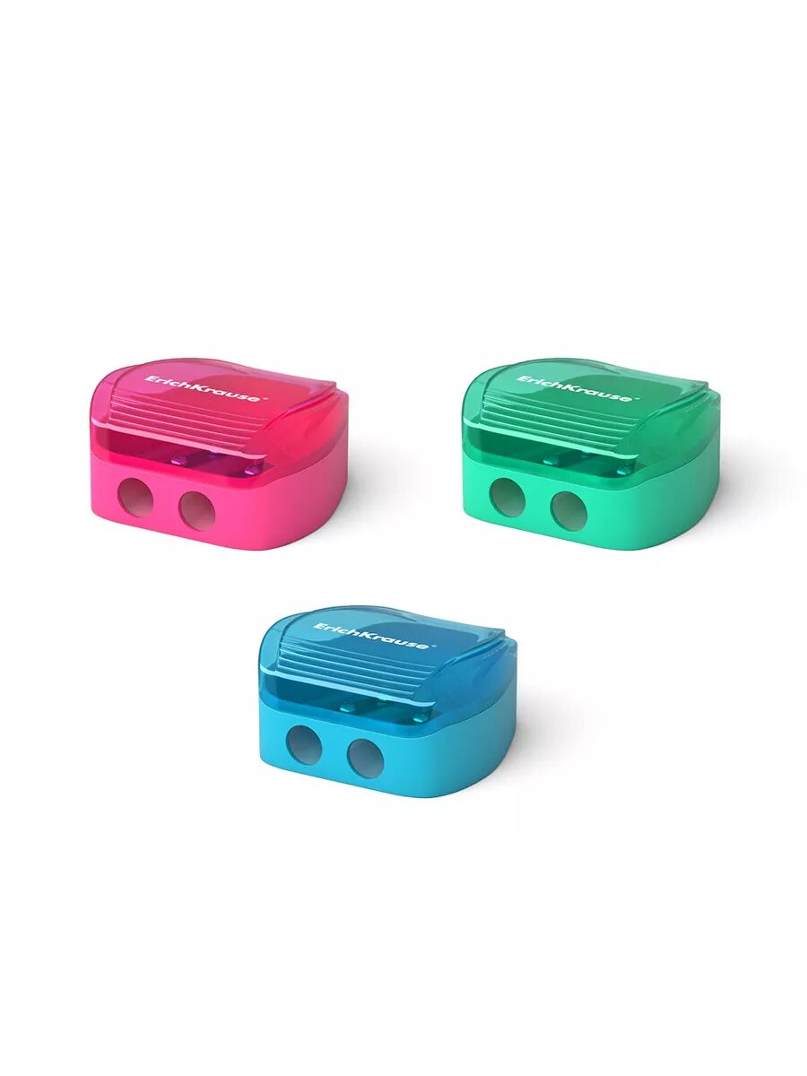 Точилка Duo, двойная, с контейнером, ассорти