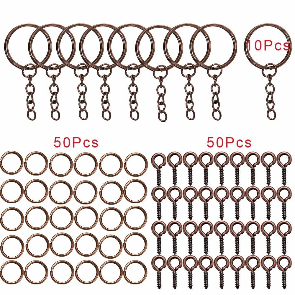Фурнитура для брелков, кольца с цепочкой и соединительным кольцом, основа для брелока, 10 штук-