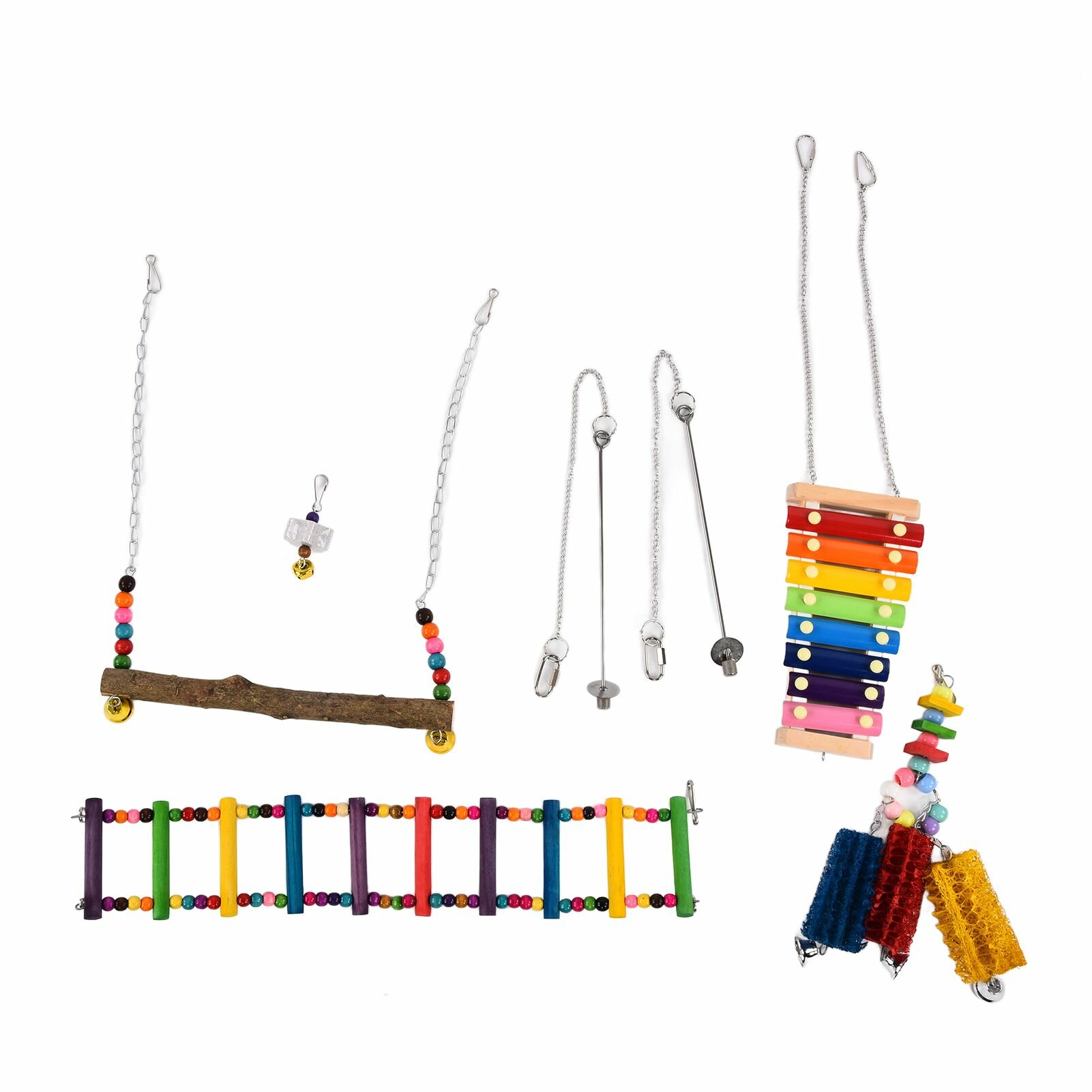 6 шт. игрушек для кур: деревянный ксилофон, держатели для овощей