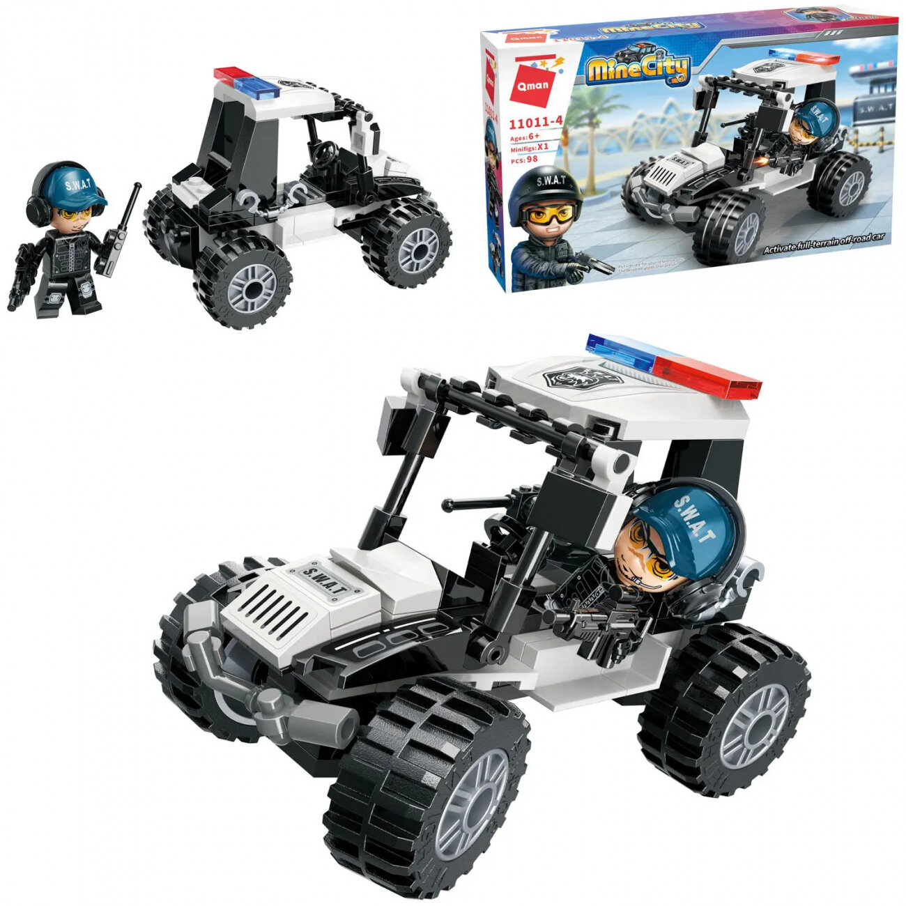 Конструктор Qman серия MineCity Полицейский на внедорожнике 98 деталей 11011q/11011-4