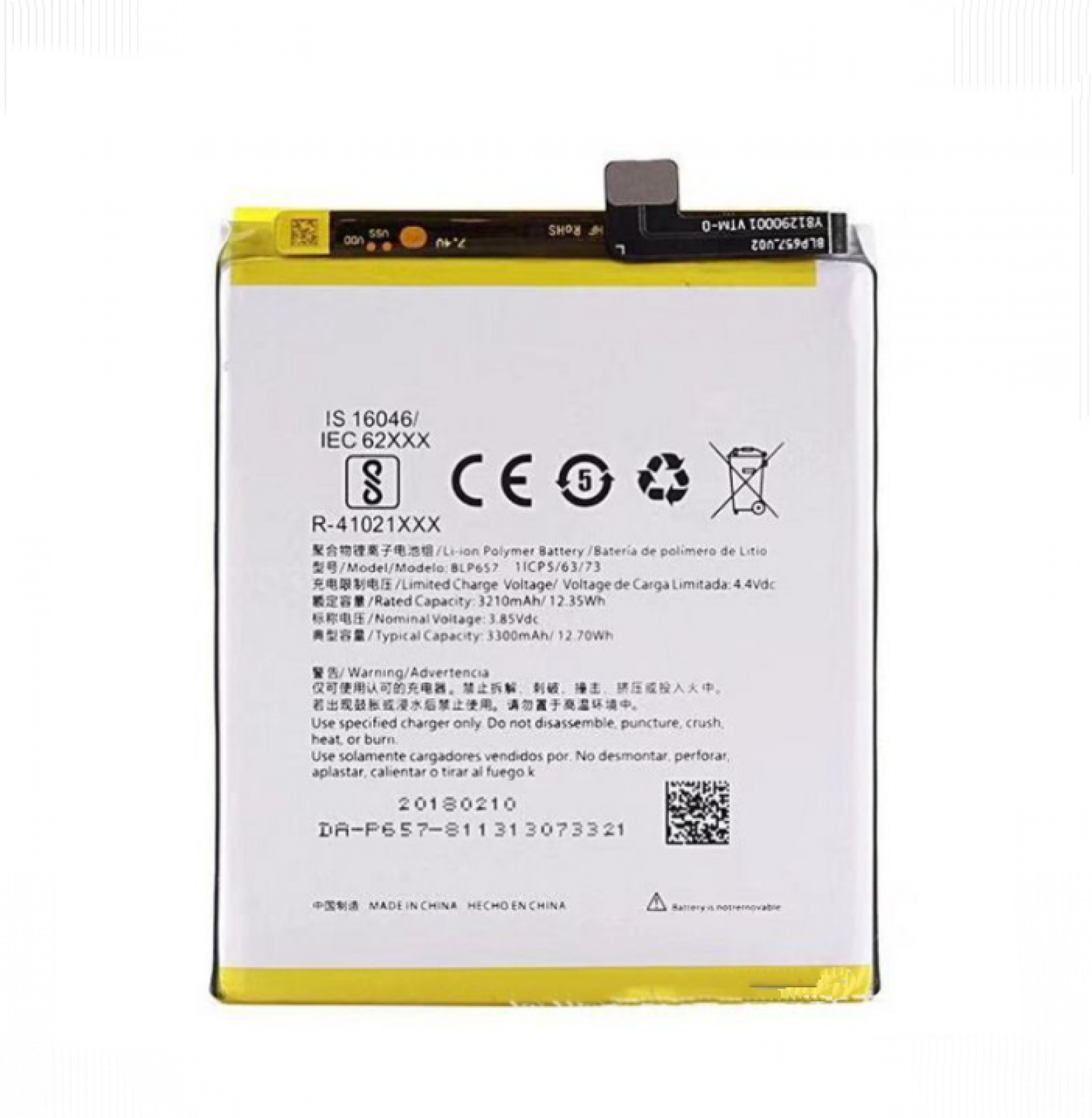 Аккумуляторная батарея Mypads BLP657 для смартфона OnePlus 6 3210mAh Li-ion