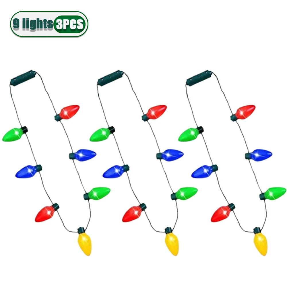 Светодиодное ожерелье с рождественскими огнями, 9 lights-3PCS