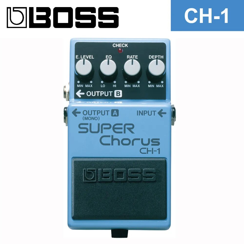 Boss CH-1 Super Chorus Педаль эффектов для электрогитары, металл, голубой, с блоком питания — фото 1