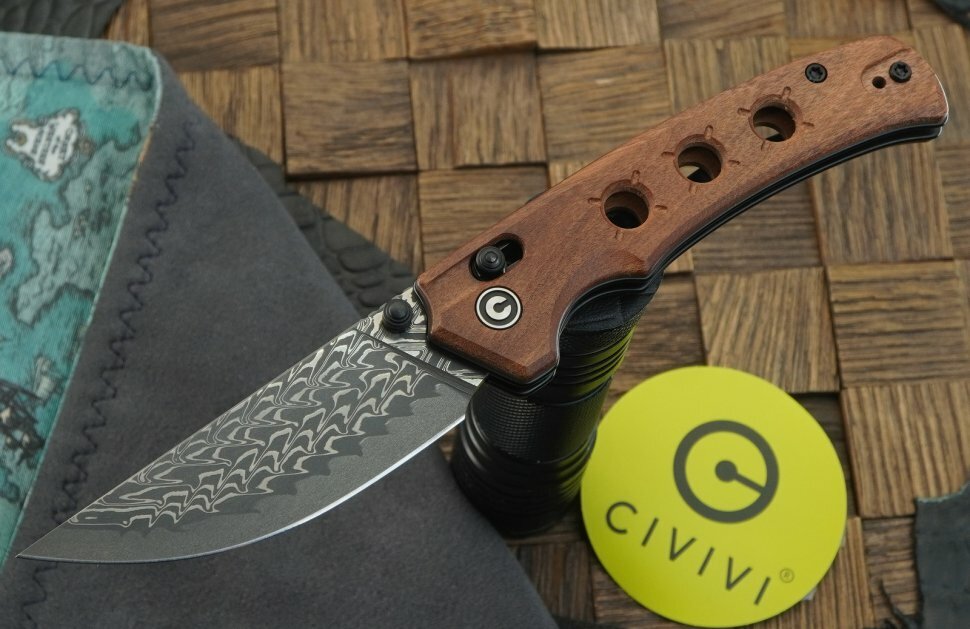 Складной нож Civivi Noctis, клинок дамаск, рукоять бубинга