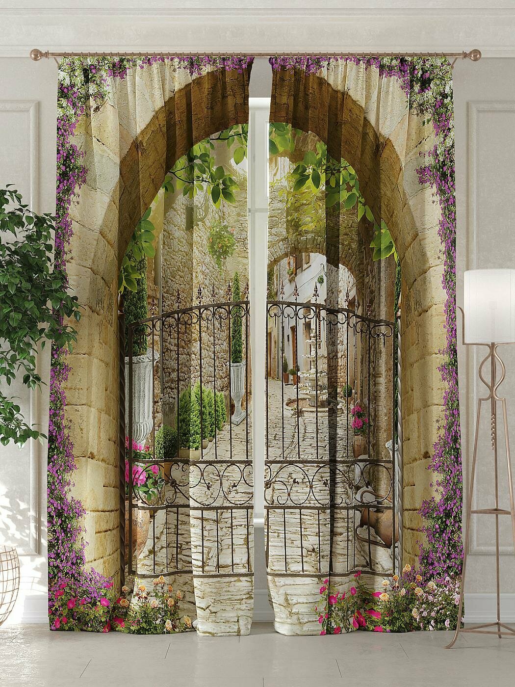 Штора для спальни и гостиной готовая 150x260 см с рисунком (902031-260)