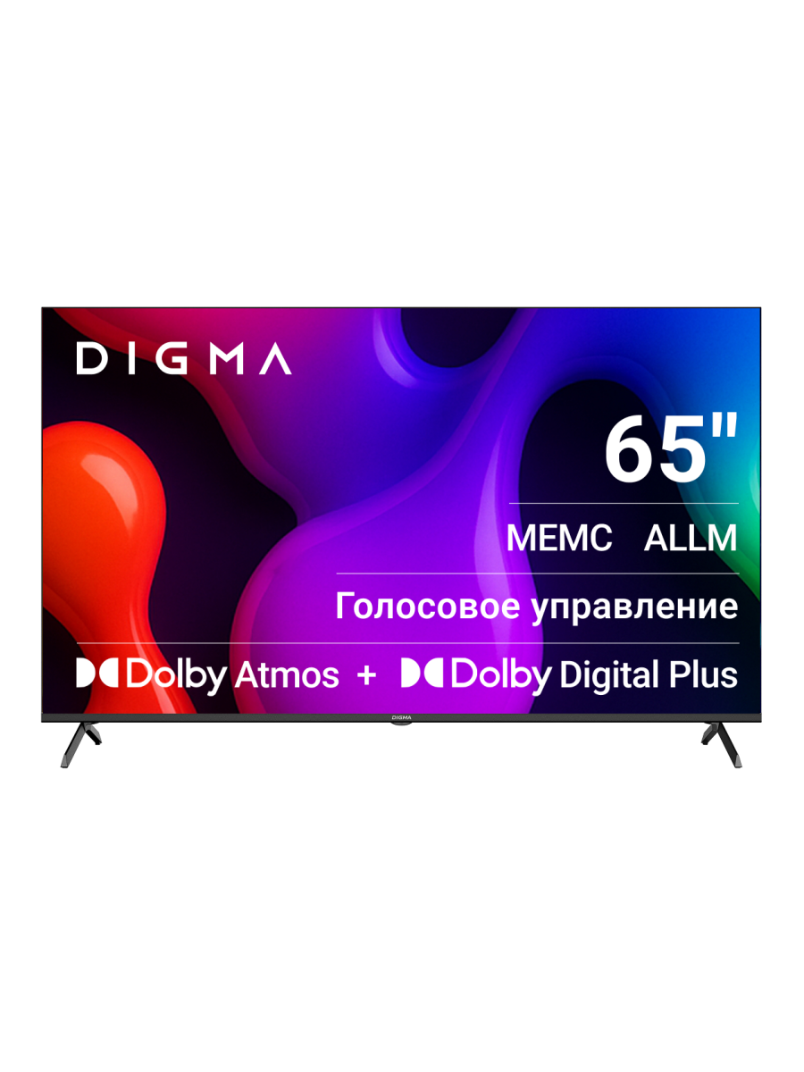Телевизор Digma DM-LED65UQB31 65" QLED, 4K Ultra HD, черный, смарт ТВ, Google TV