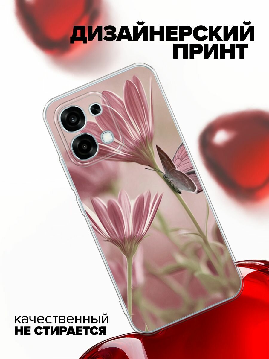 Чехол на Oppo A6 Pro / Оппо A6 Про с принтом Цветы и бабочка — фото 1