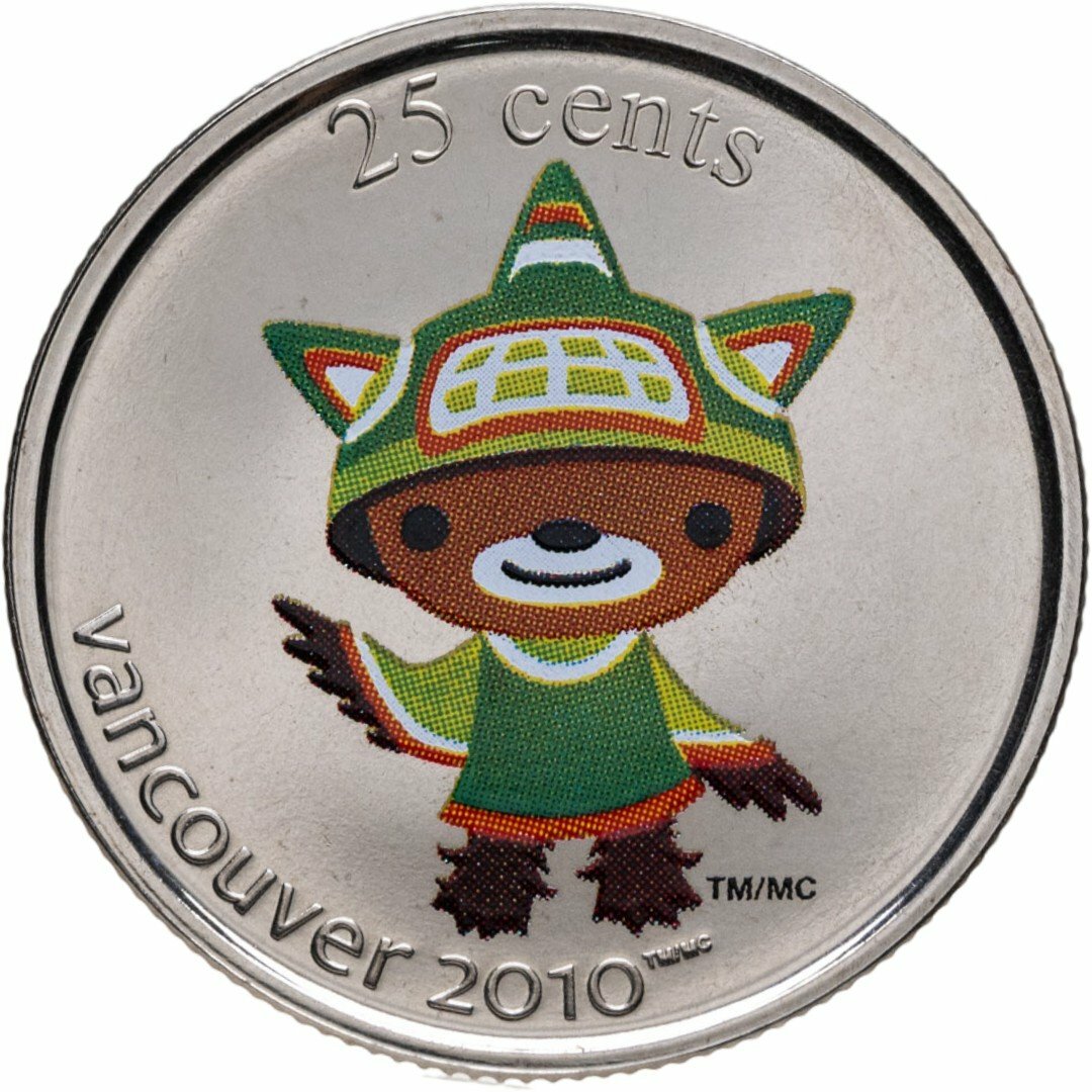 Канада 25 центов cents 2008 "Ванкувер 2010 Олимпийские талисманы - Суми", Серебро 925, в сохранности BUNC