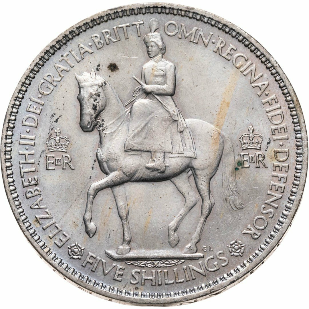 Великобритания 5 шиллингов 1953 "Коронация Королевы Елизаветы II", Мельхиор медь-никель, в сохранности AU