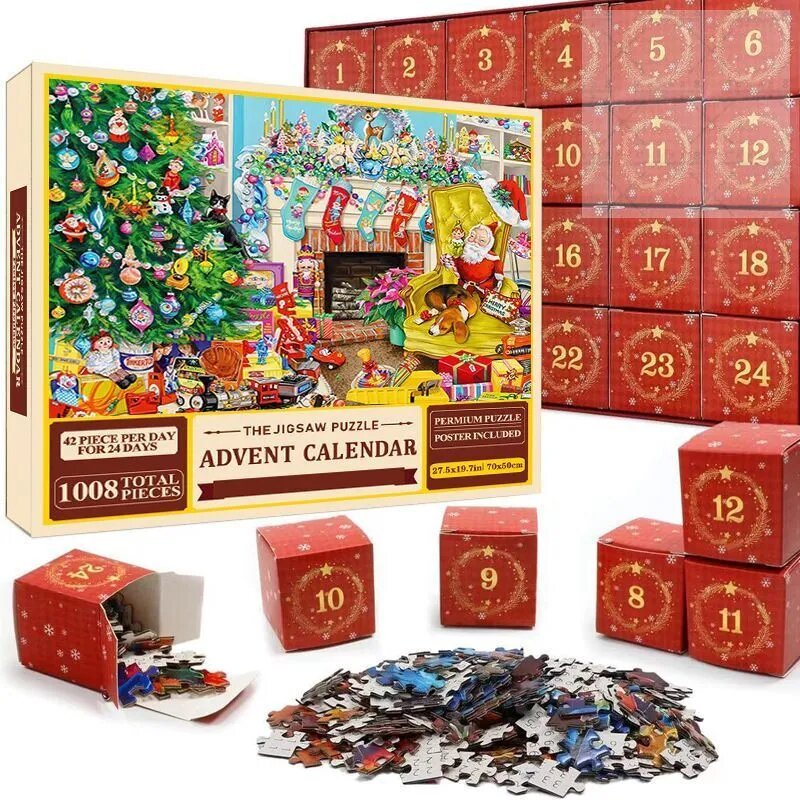 Адвент-календарь пазл 1008 деталей для снятия стресса для взрослых и детей 70x50 см