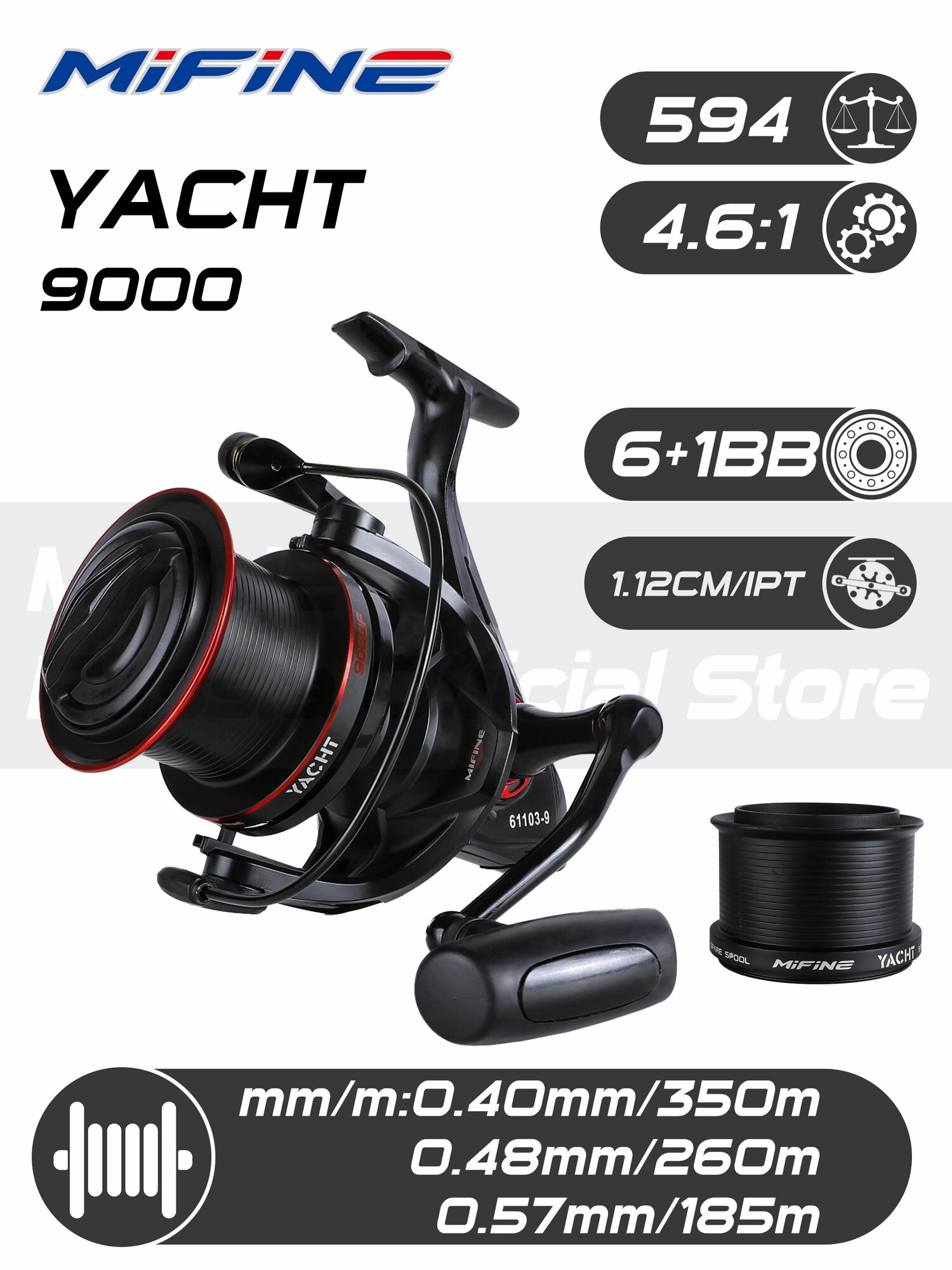 Катушка карповая MIFINE YACHT 9000F, рыболовная, для карпа, для морской рыбалки, фидерная, с алюминиевой шпулей