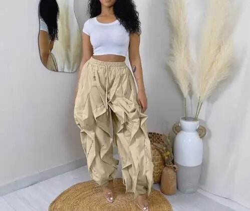 Женские брюки EAEOVNI полиэстер Бежевый, L, A