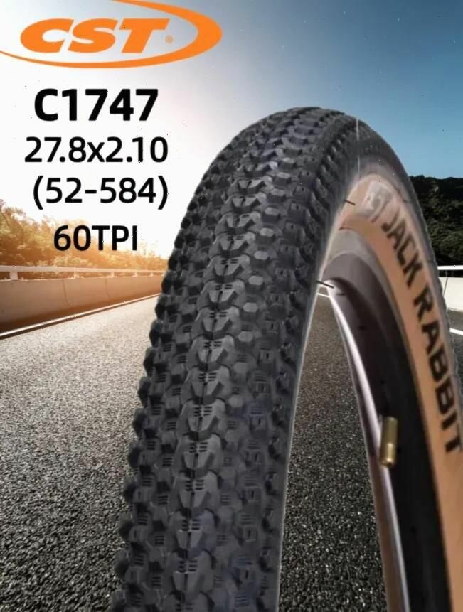 Покрышка для велосипеда 27.5"x2.10" CST Jack Rabbit C1747 с коричневой боковиной