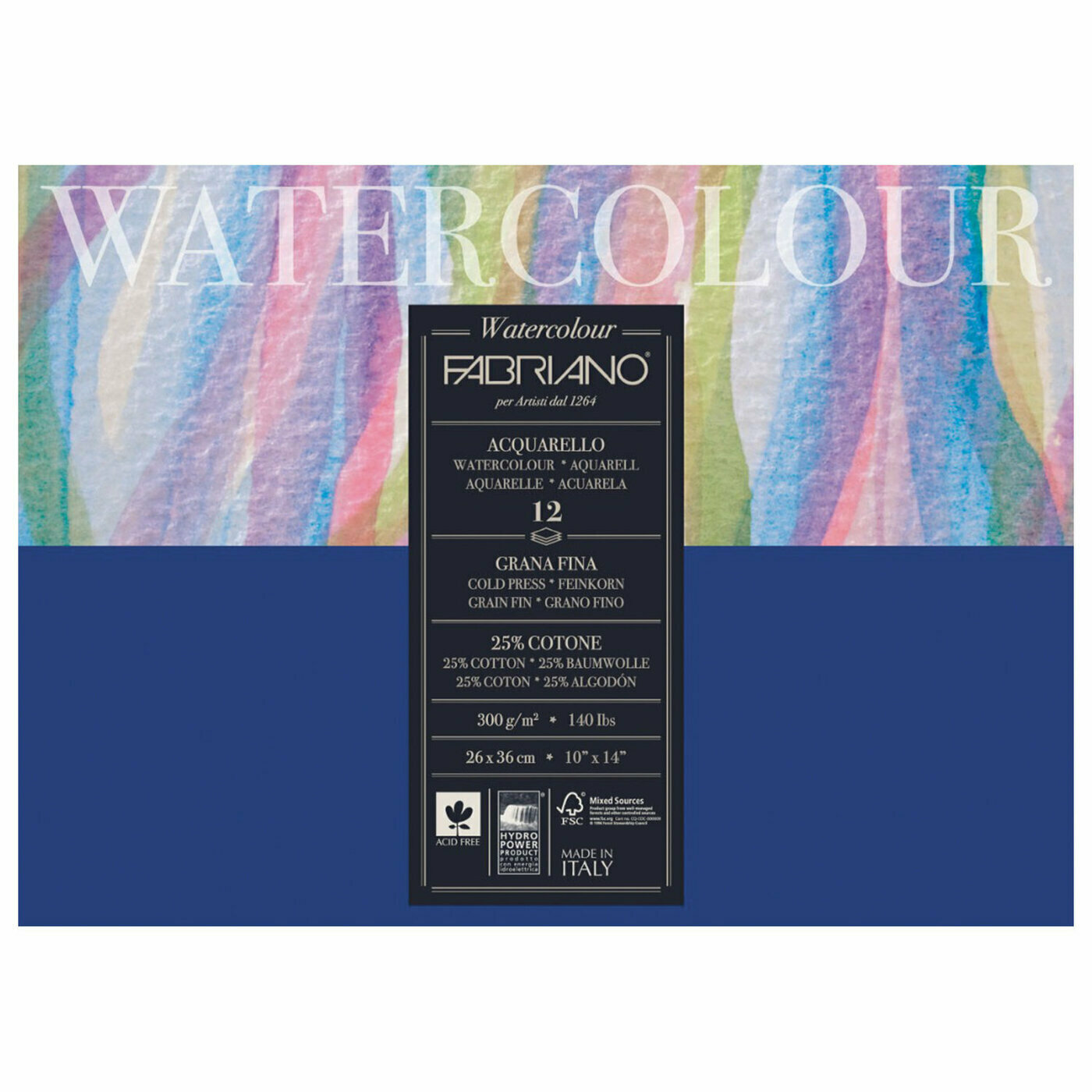 Альбом для акварели Fabriano "Watercolour Studio" среднее зерно, 12 л, 300 г/м2, А3-, 260х360 мм (17312636)