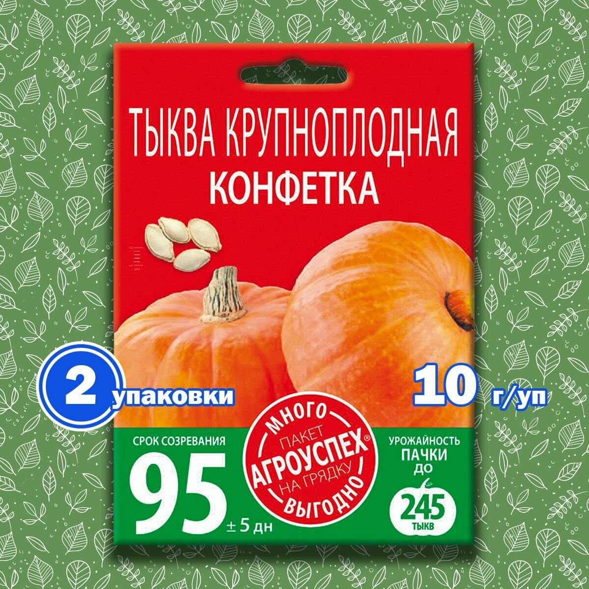 Семена Агроуспех Тыква крупноплодная Конфетка 10 г/уп, 2 упаковки