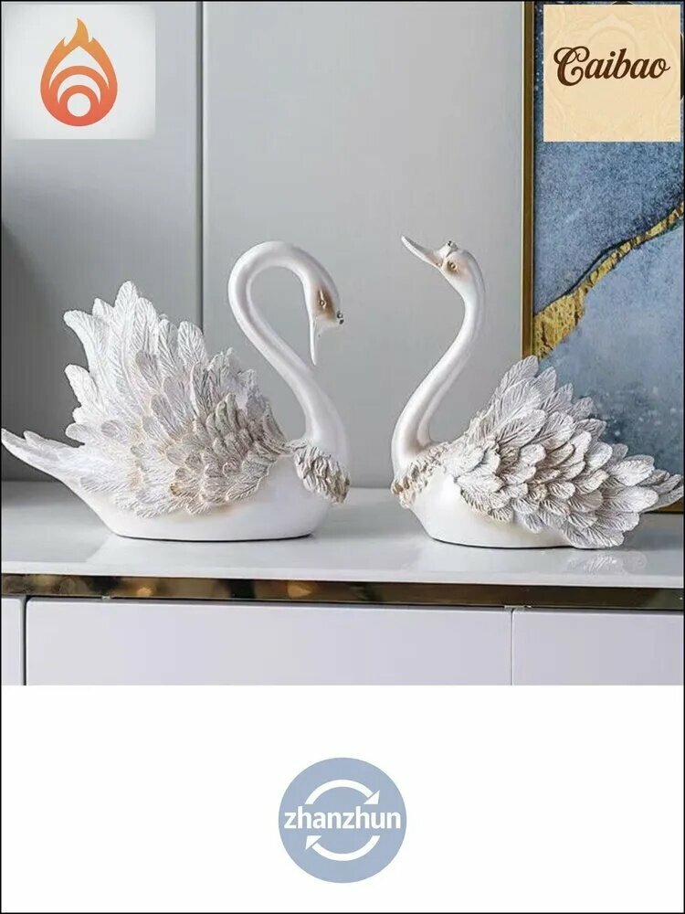 Статуэтка 2 белых лебедя, высота 15 см, длина 16 см