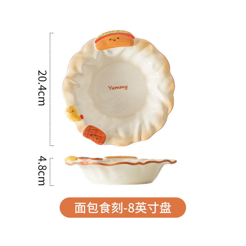 Оптовая продажа милой керамической посуды для дома, включающей миски, десертные тарелки, тарелки для печенья, элегантные круглые тарелки, миски для риса, ложки и тарелки.