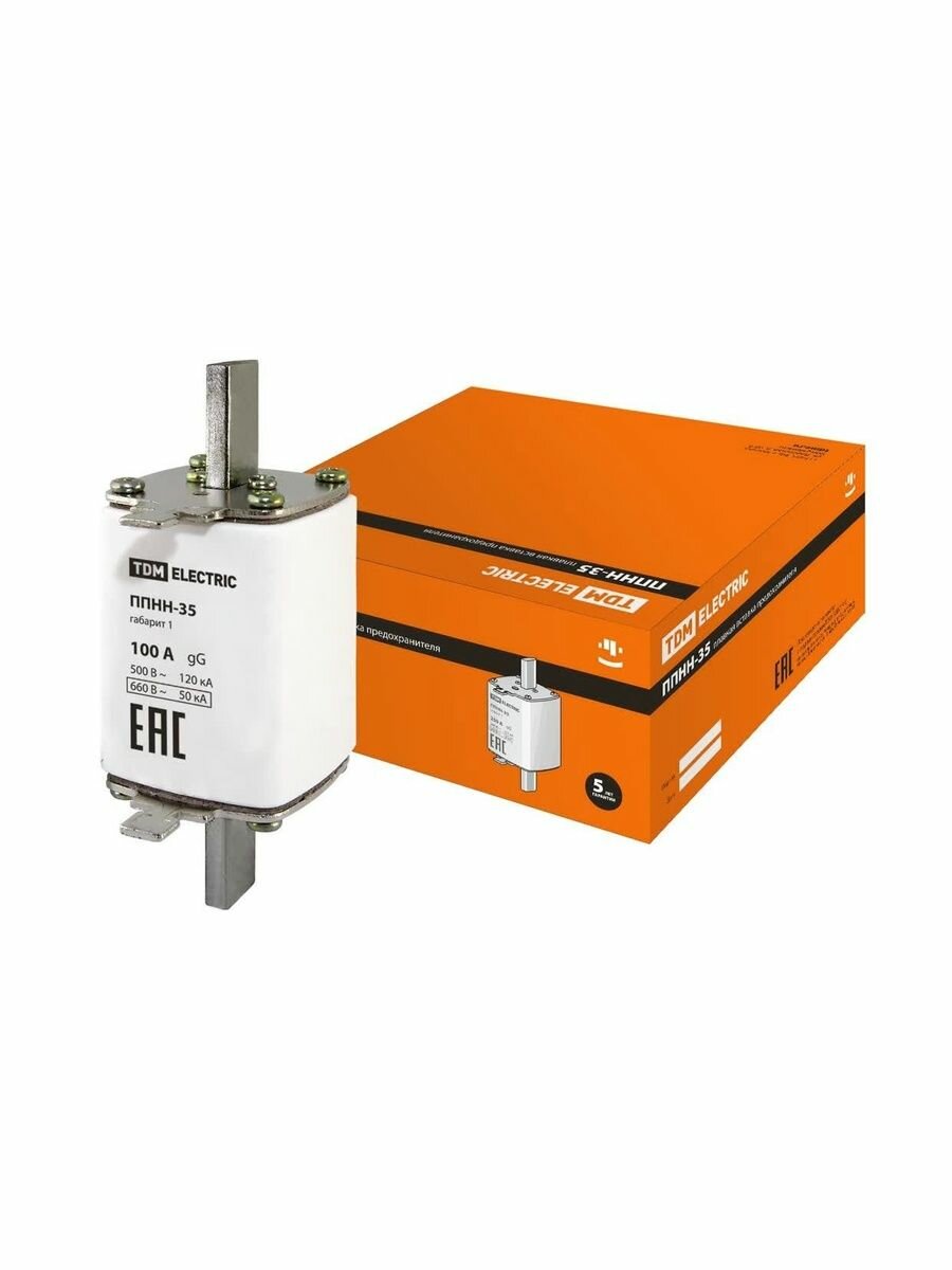 Плавкая вставка предохранителя ППНН-35, габарит 1, 100А TDM