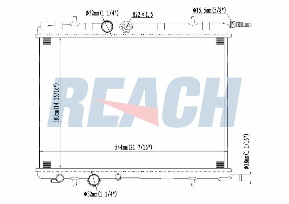 Радиатор REACH 1.40.14308.523 CHEVROLET ASTRA G 1.4 I 16V 1997-