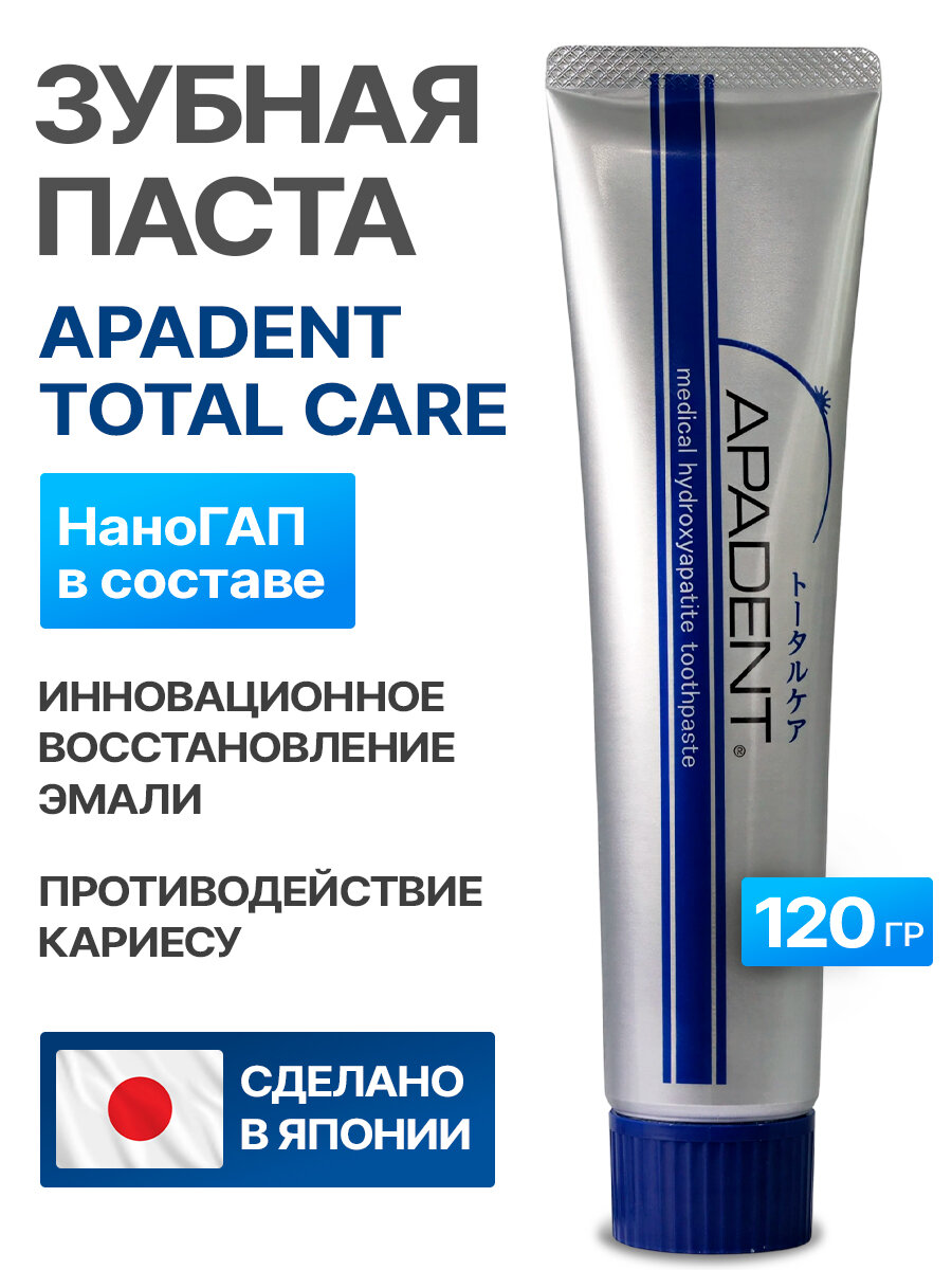 Укрепляющая комплексная зубная паста Apadent, с нано-гидроксиапатитом, 120 гр