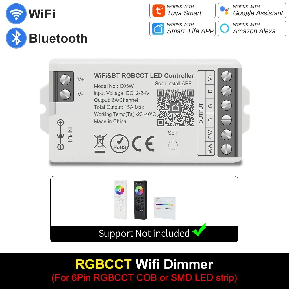 Cooleeon умный светодиодный диммер Tuya Wi-Fi Zigbee Белый, Wif RGBCCT Dimmer