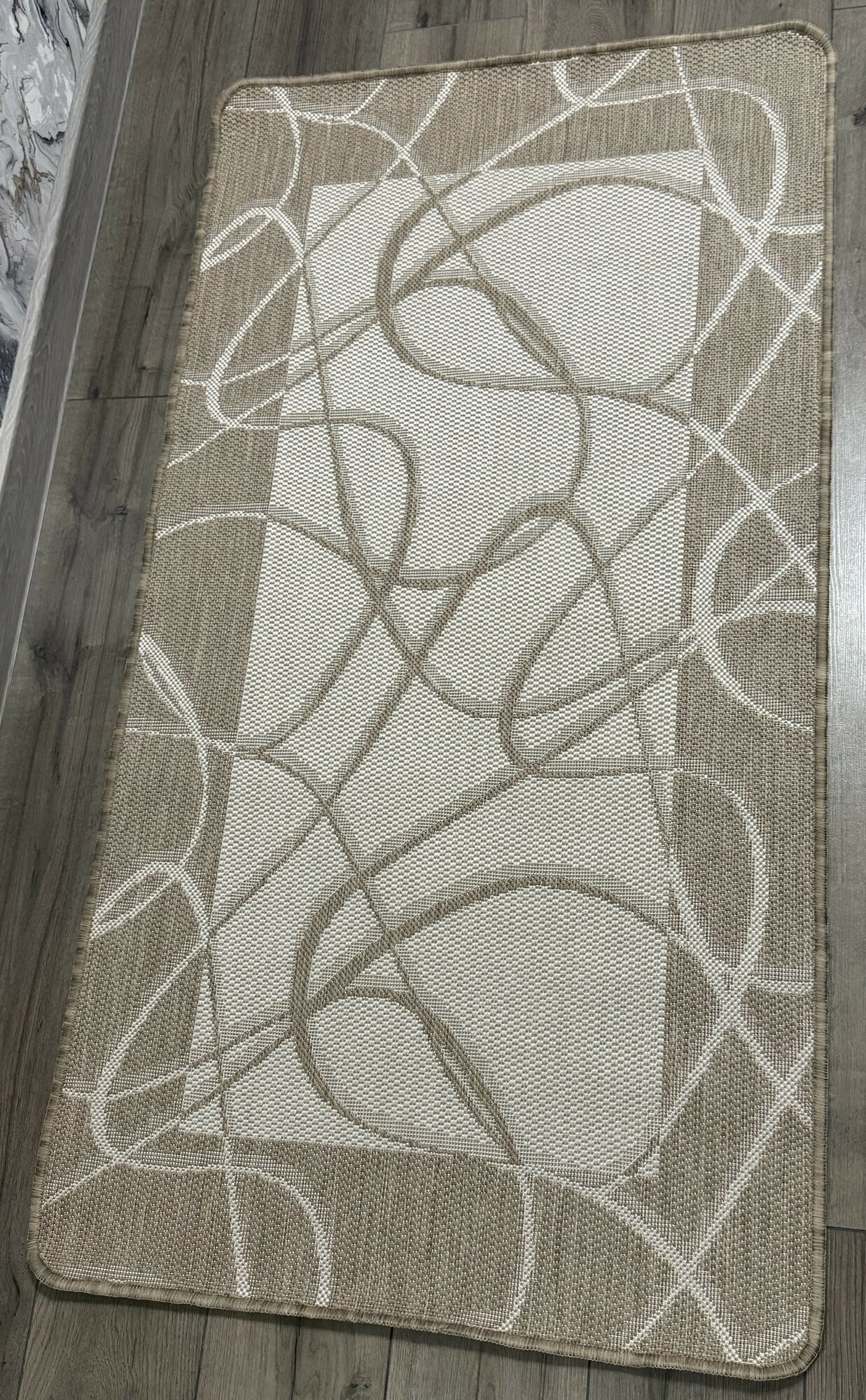 Прямоугольный ковёр, 80 x 150 см, коричневый-бежевый, циновка, на пол, в коридор, прикроватный