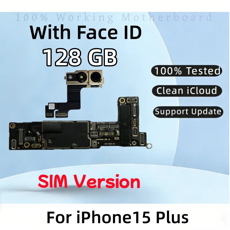 100% протестированная материнская плата для iPhone 15 Pro Max 15 Plus с/без Face 15Plus 128G Face