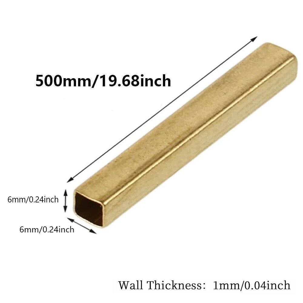 Латунная квадратная трубка 6-20 мм 6x6x1x500mm 1pcs