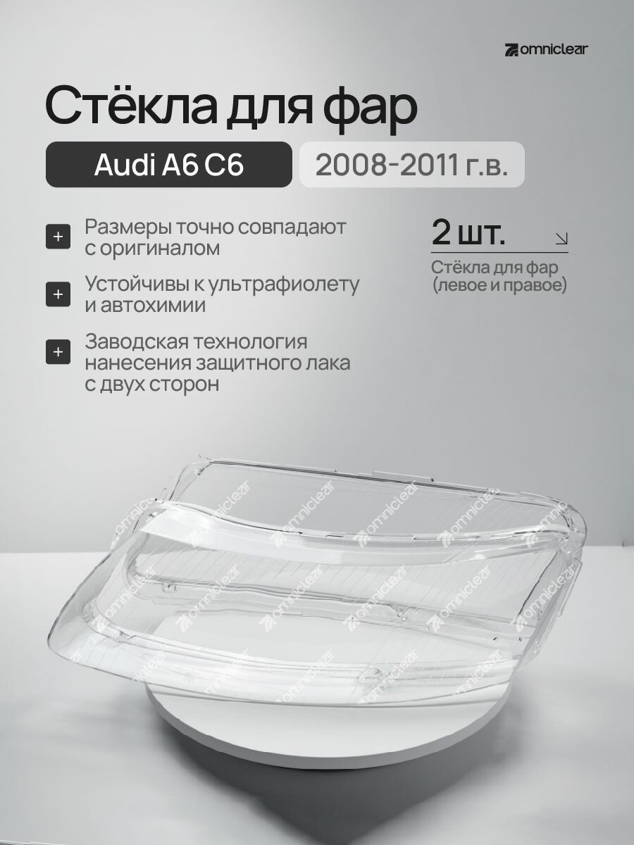 Стекла фар Audi A6 C6 2008–2011