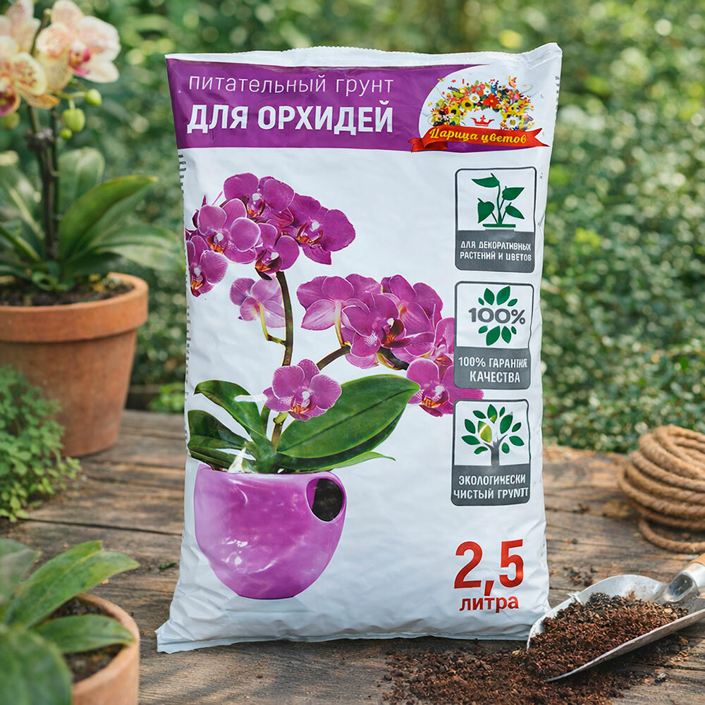 Грунт питательный для орхидей "Царица цветов", 2,5 л, экологичный субстрат