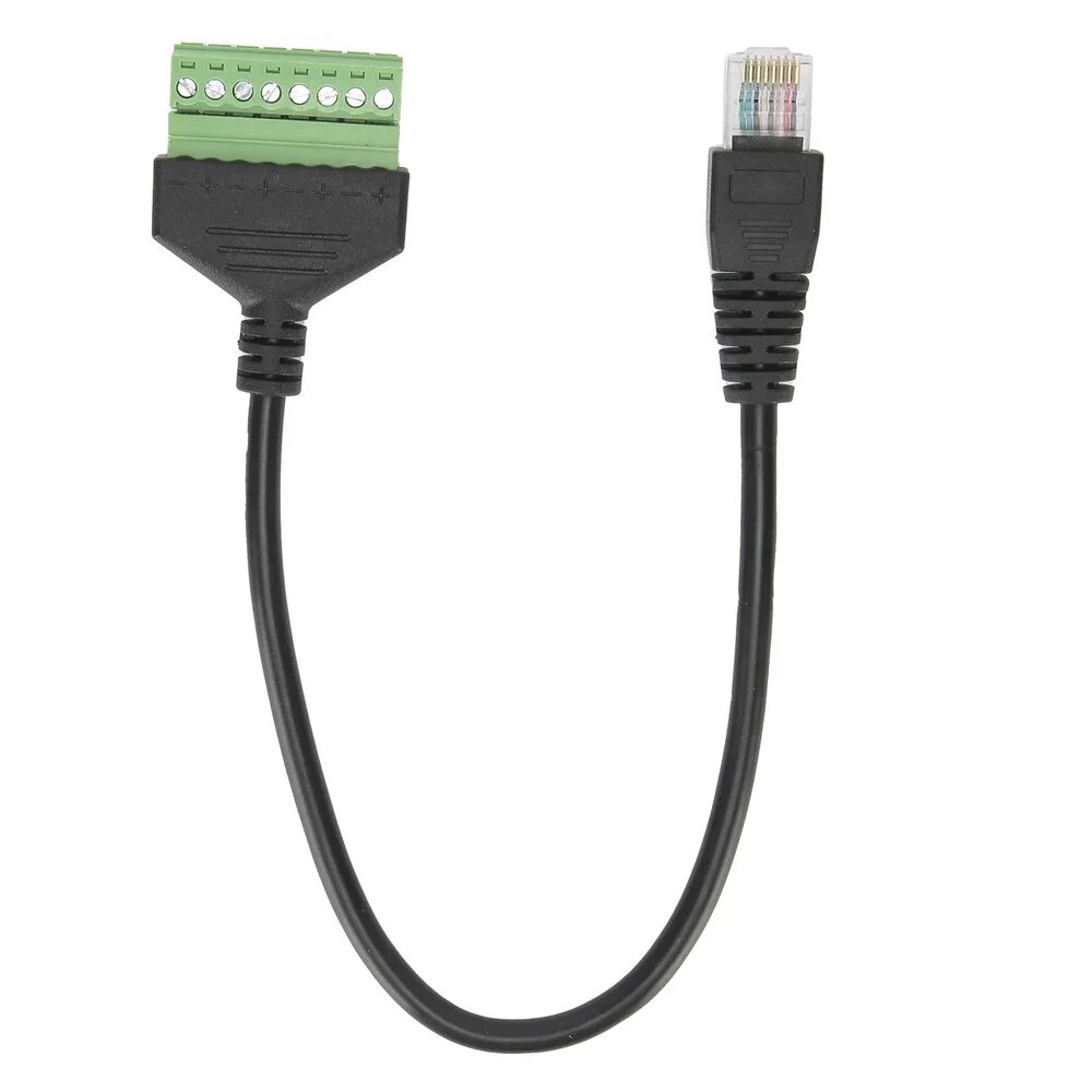 Адаптер-переходник RJ45 male на зеленые безпаечные клеммы, короткий кабель, ПВХ